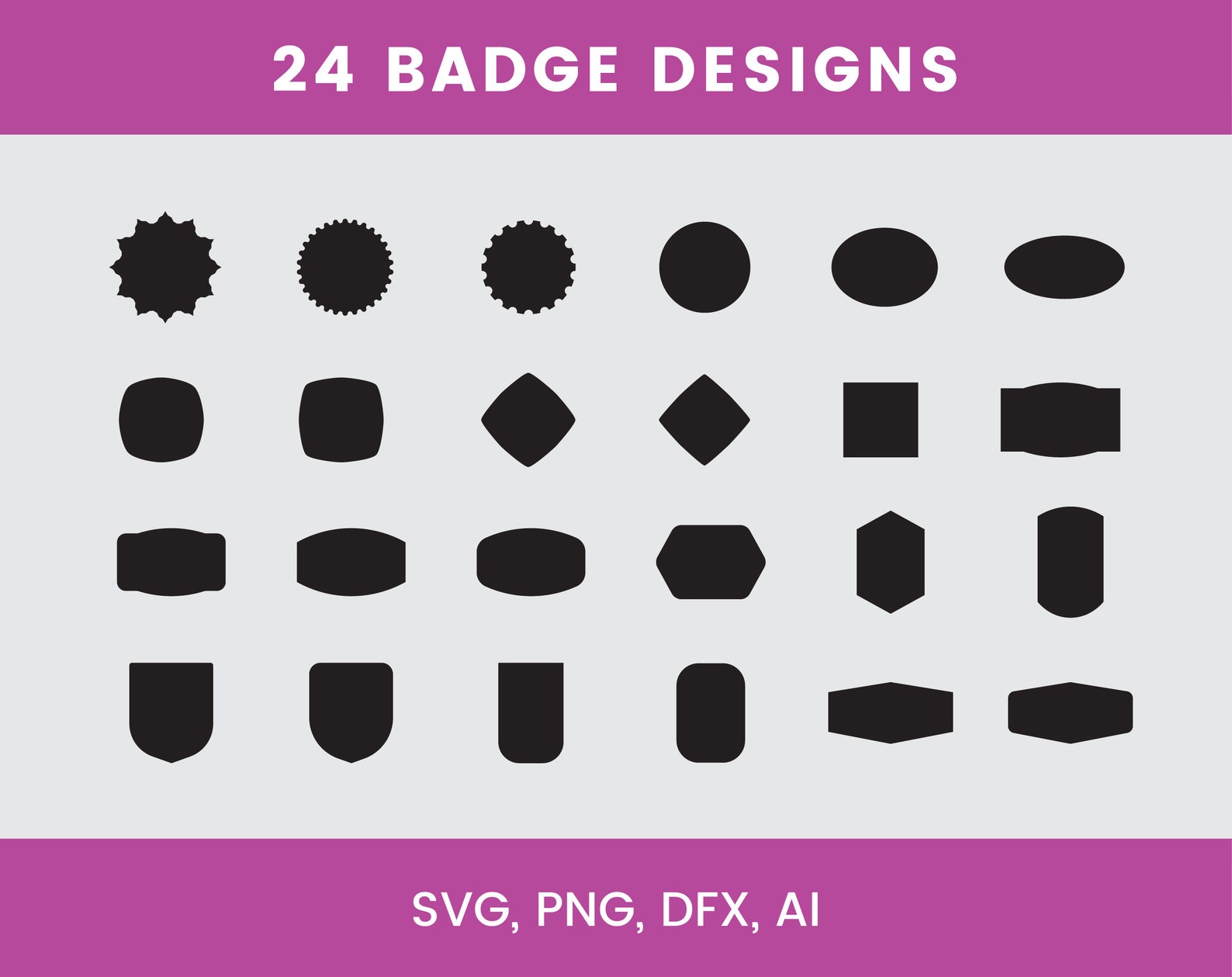 24 Shapes & Badges Svg / Vector Badges Svg / Files for Cricut / Cut ...