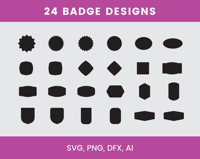 24 Formes & Badges Svg / Badges Vector svg / Fichiers pour Cricut / Cut ...