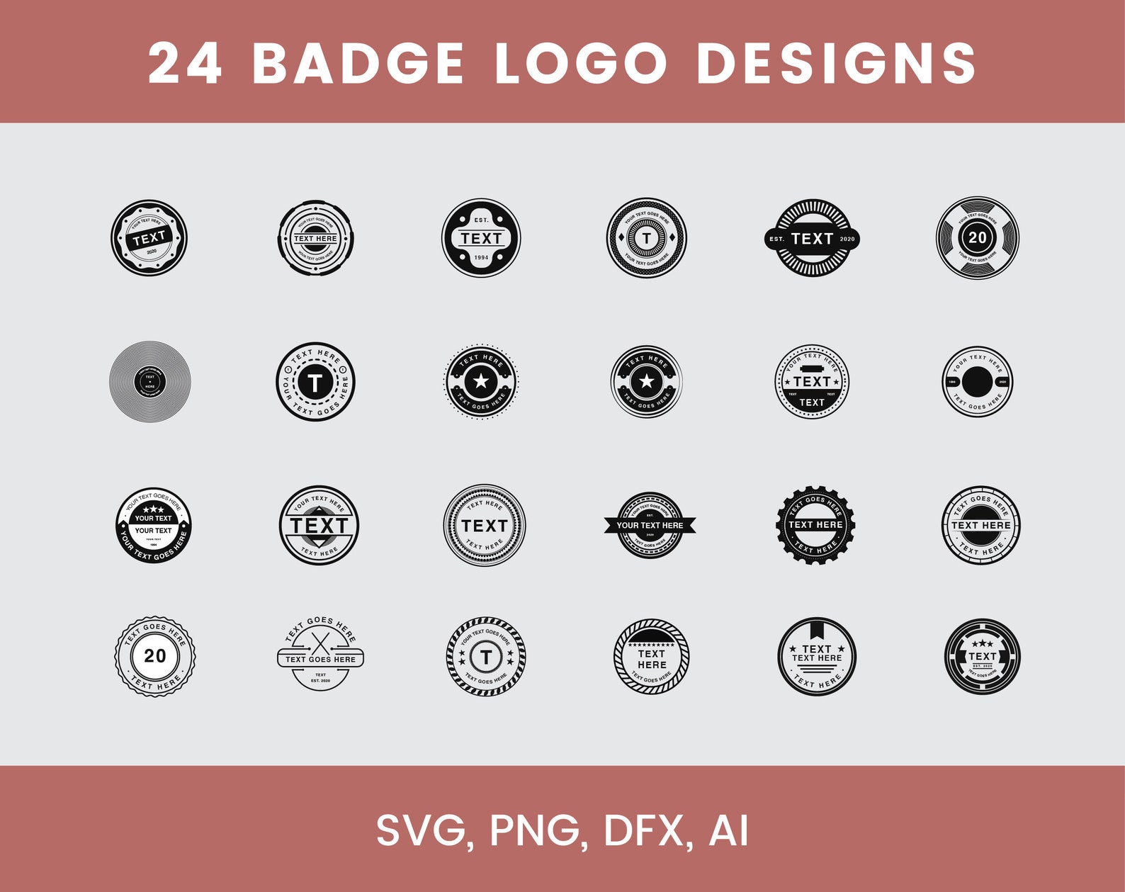 24 Logo Badges Svg / Vector Badges EDITABLE Svg / Files for Cricut ...