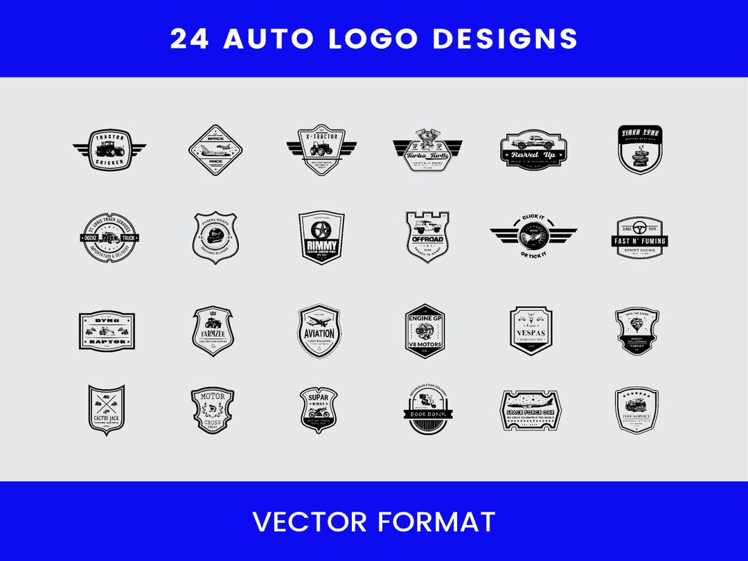 24 Realistic Auto Logo Designs, Svg / Vectors EDITABLE Svg / Files for ...