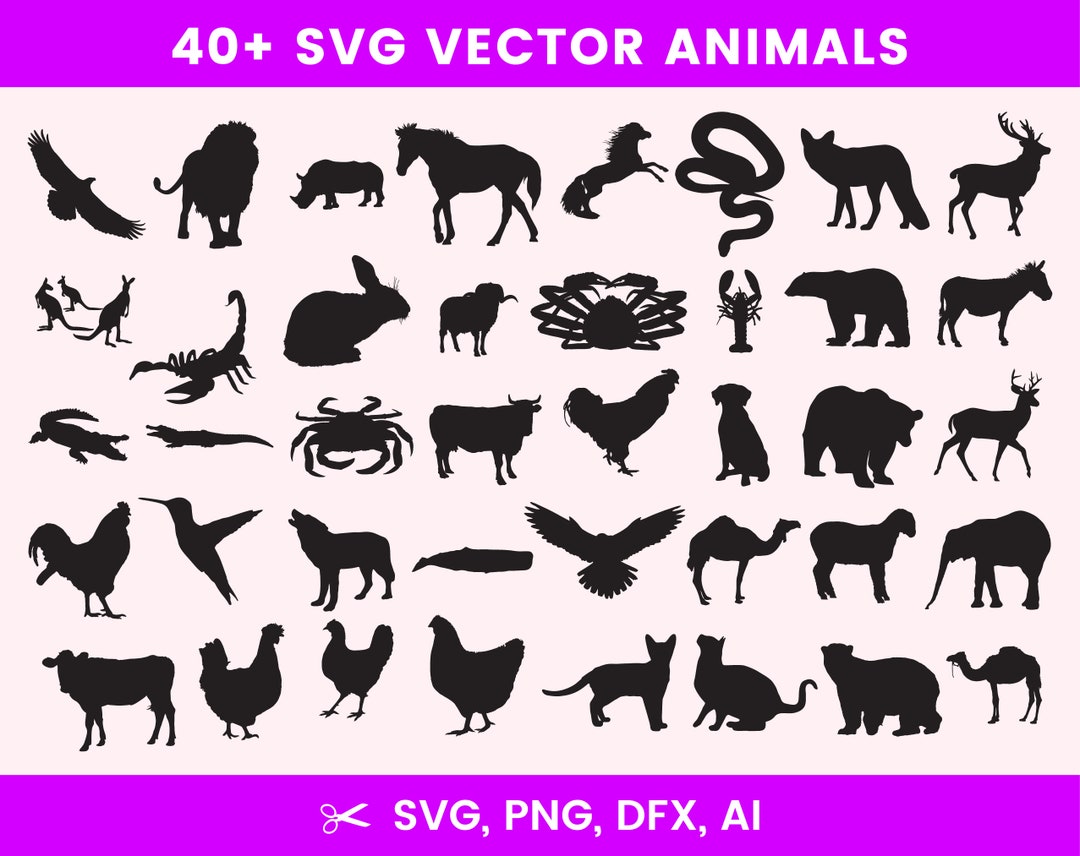 40 Animal SVG Designs Animal Logo, Cricut Vectors - Etsy