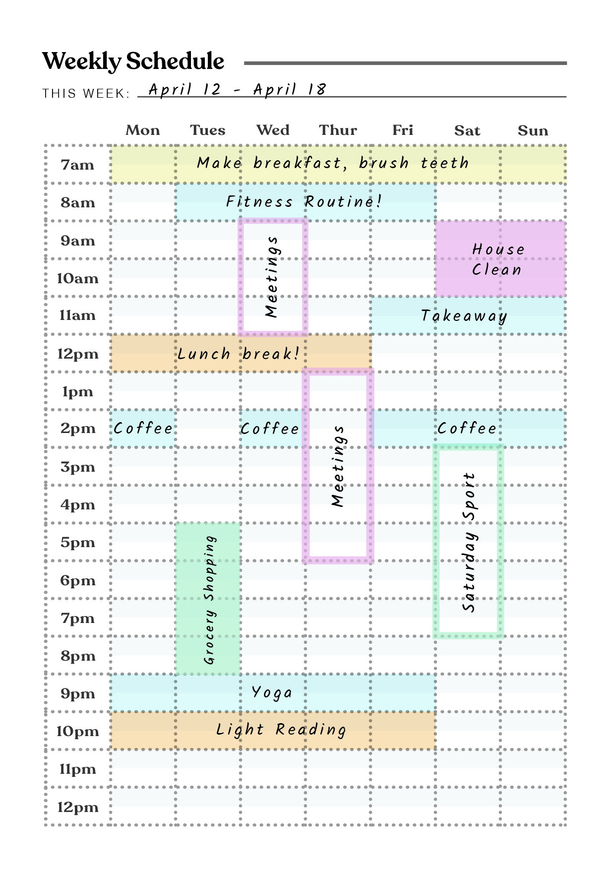 Weekly Schedule, Weekly Organizer, Weekly Planner, Weekly, Weekly ...