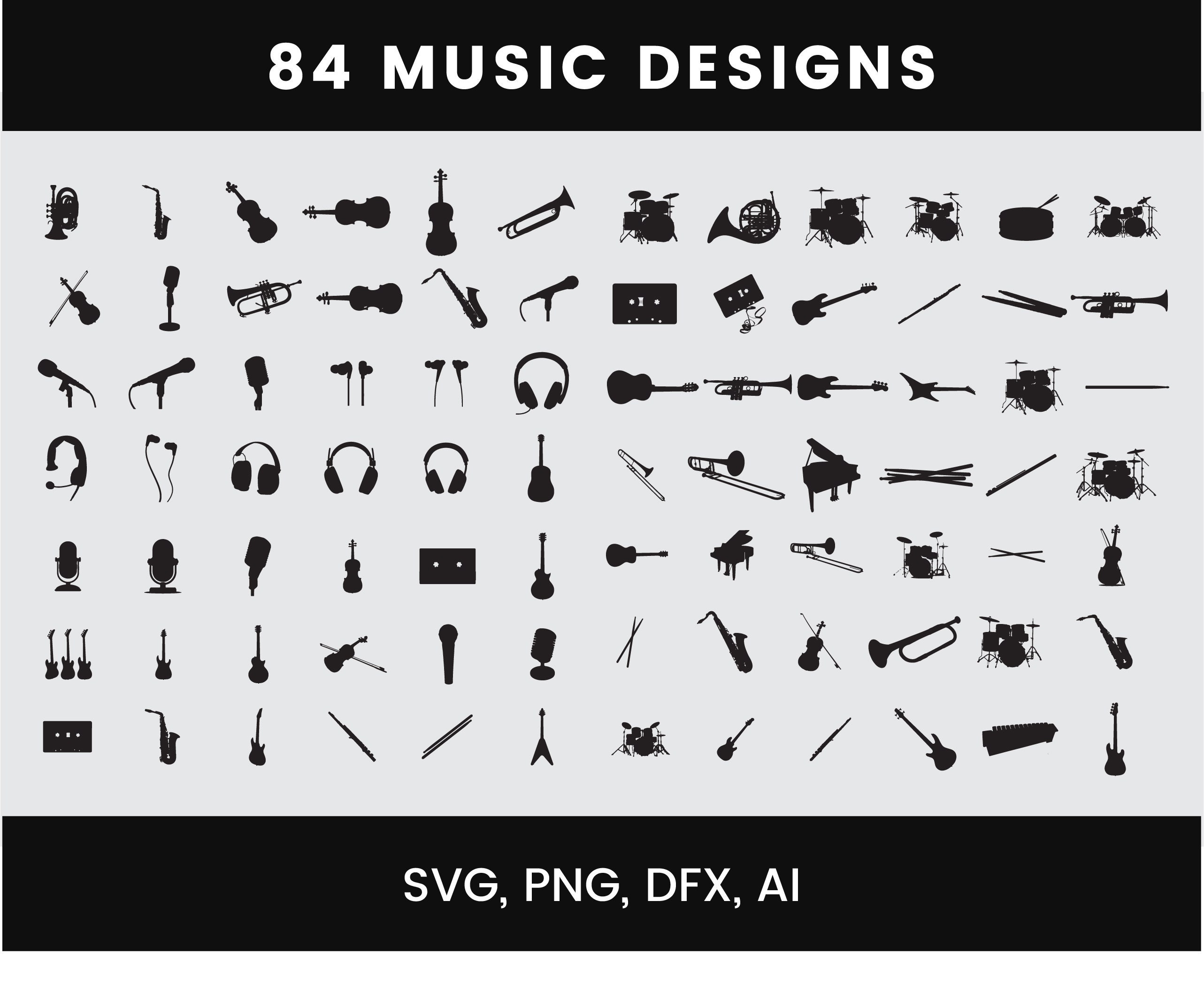84 Music Instruments Svg / Vector Badges Svg / Files for - Etsy Australia