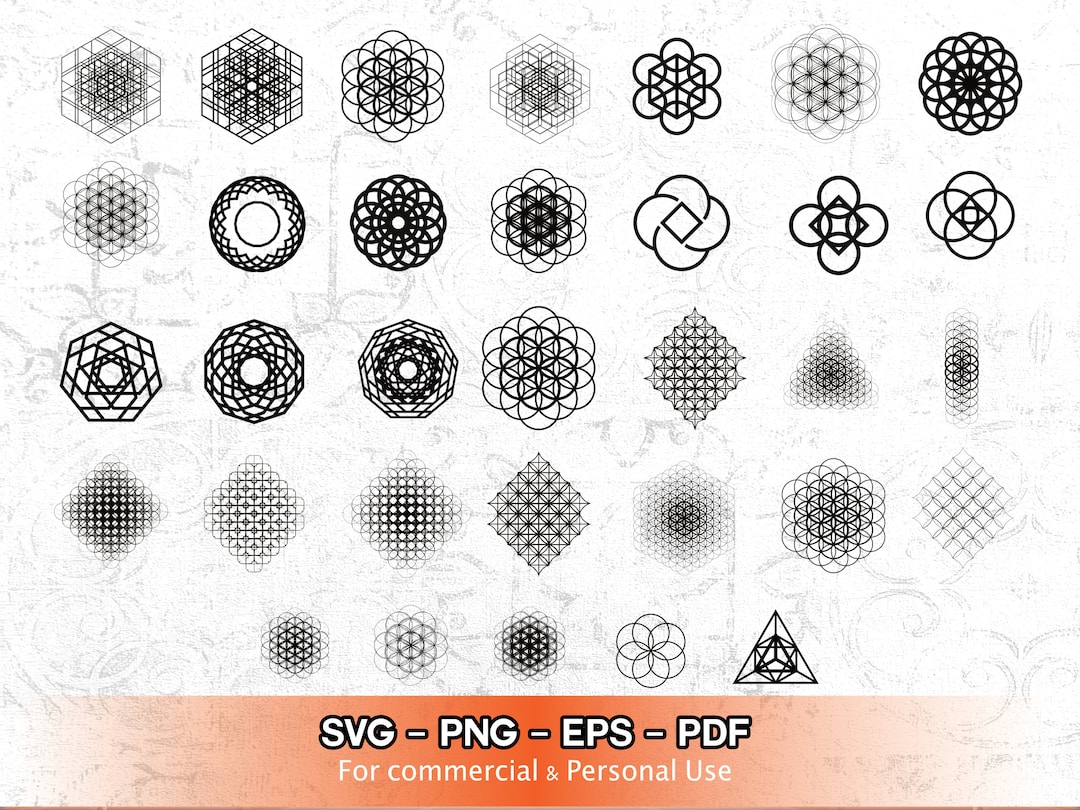 33 Divine Shapes Pack - Sacred Geometry SVG, PNG, EPS, Pdf Collection ...