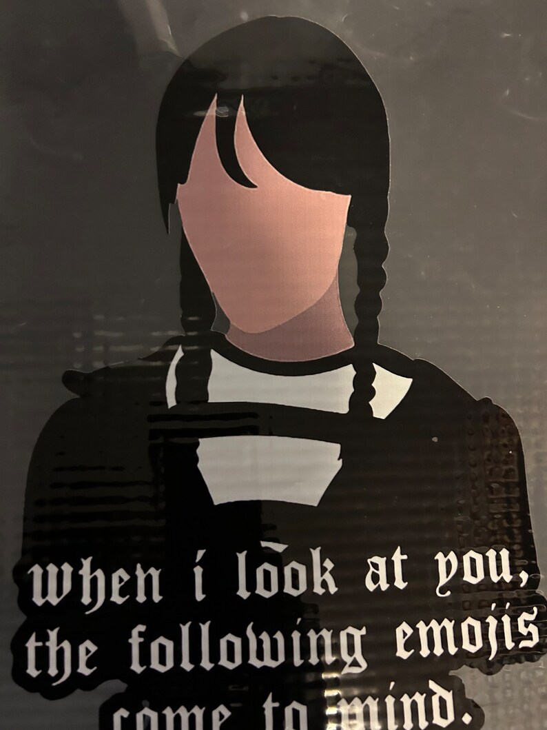 Wednesday Addams Family Face Vector Art Goth Heat Transfer for Clothing ...