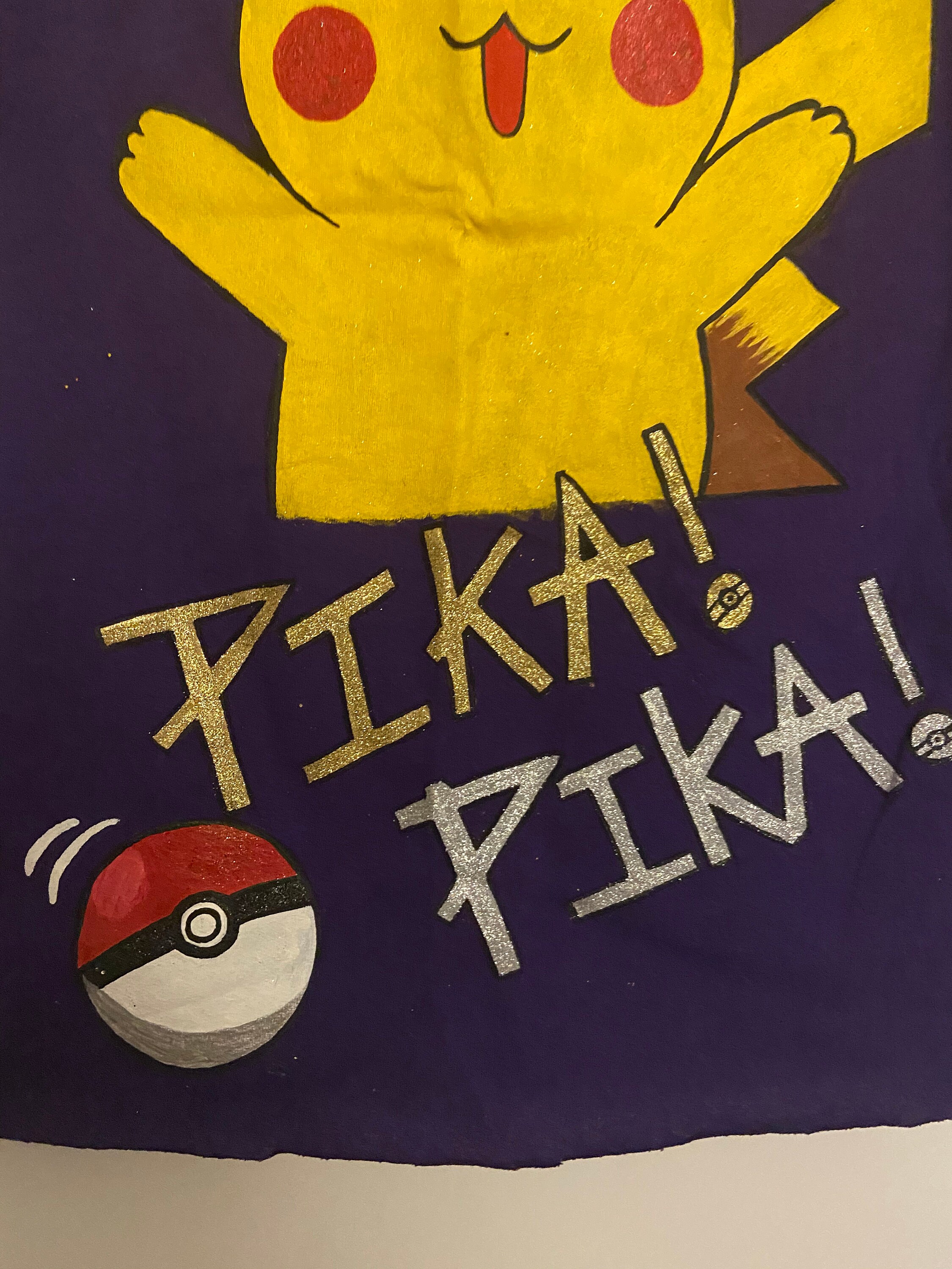 Custom Raw Edge Over the Shoulder Painted Purple Pikachu | Etsy