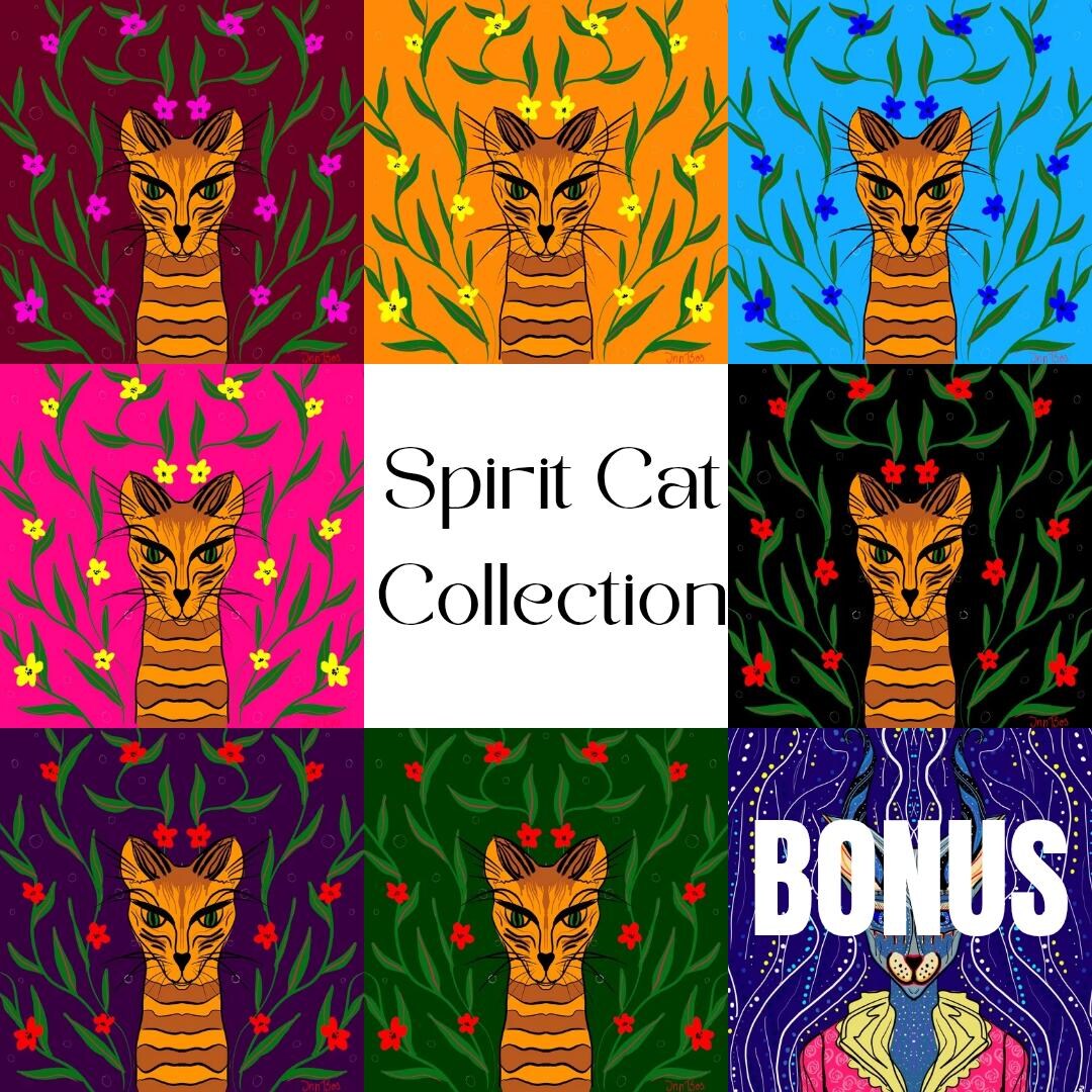 Mystical Cat Art – Digital Art Bundle (8 Color Variations + Bonus Image ...