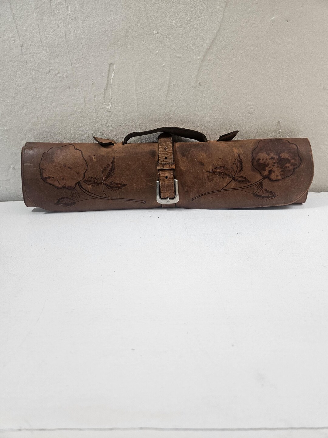 Vintage Leather Document Roll up Holder Music Brown Antique - Etsy
