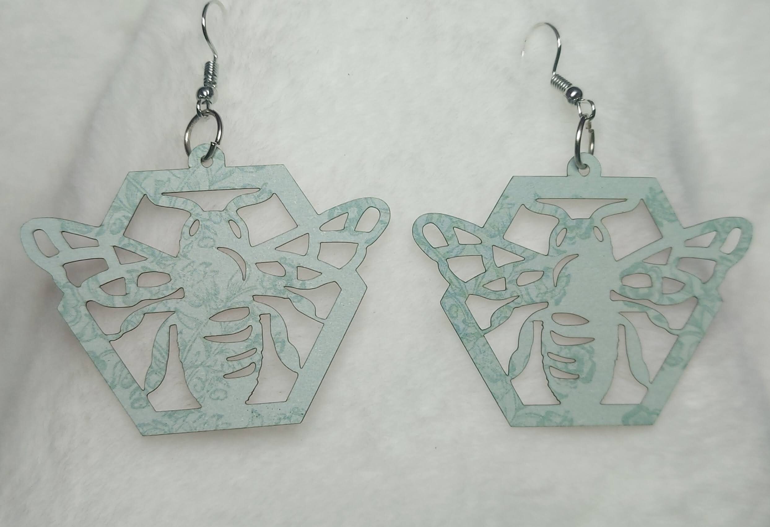 Bee Earring SVG File for Glowforge or Laser Cutter, Insect Earrings ...