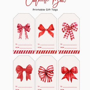 Printable Red Coquette Bow Gift Tags, Digital Instant Download - Etsy