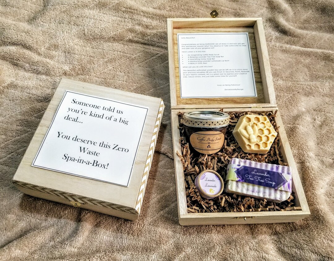 Zero Waste Spa Gift Set: Handmade Soaps, Coffee Scrub & Wood Box - Etsy