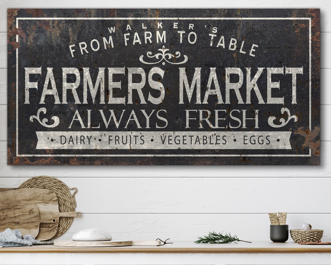 Personalized Family Farmers Market Sign Modern Farmhouse Rustic Wall ...