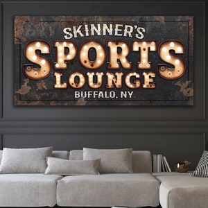 Personalized Family Name Sports Bar Sign Modern Farmhouse Rustic Wall ...