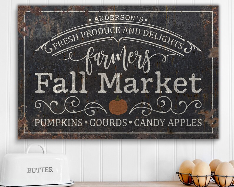 Personalized Autumn Fall Market Rustic Wall Decor Canvas Print Vintage ...
