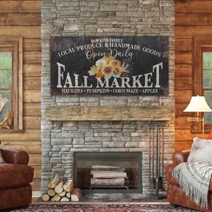 Personalized Family Fall Market Sign Modern Farmhouse Rustic Wall Decor ...