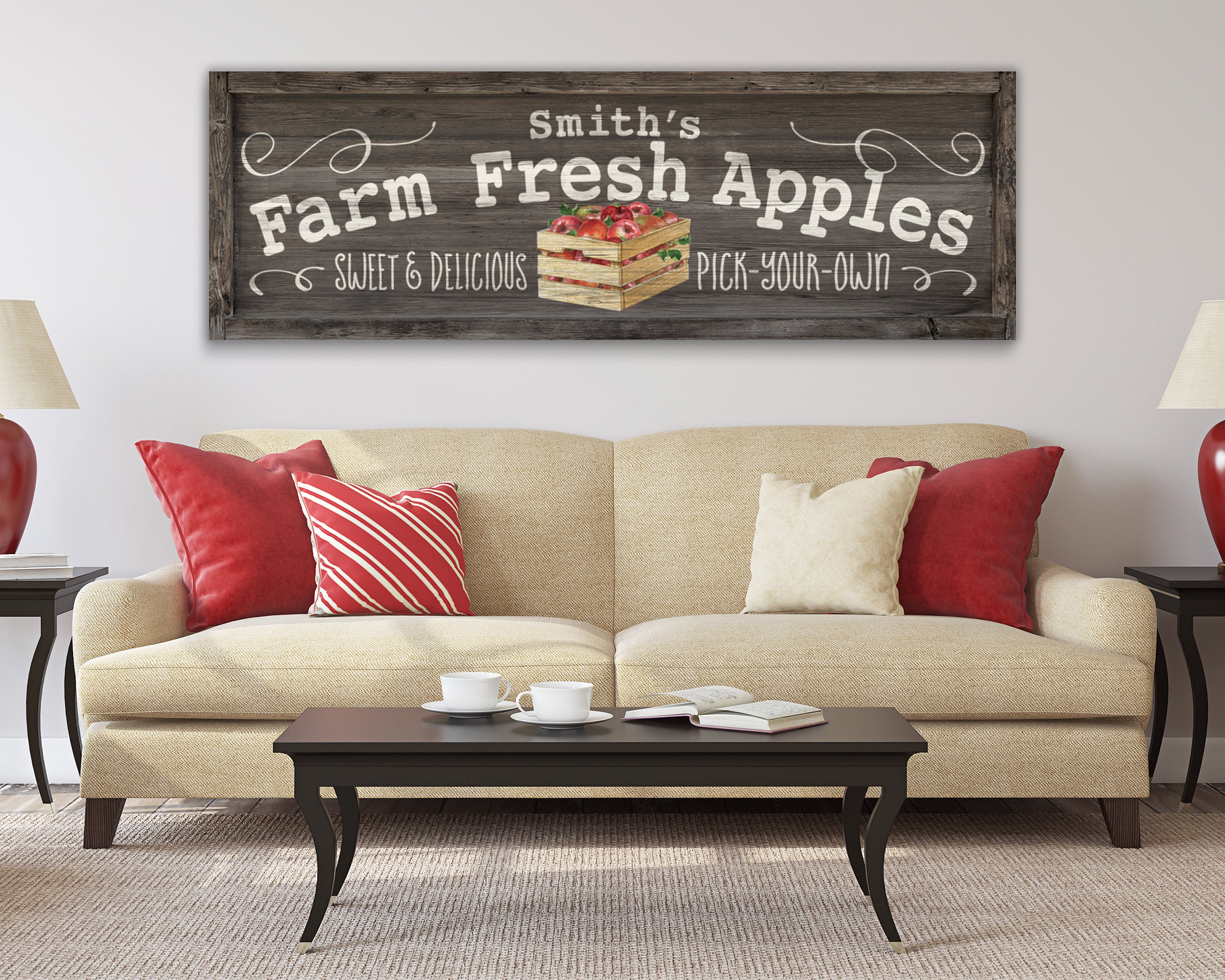 Personalized Autumn Apple Orchard Sign Modern Farmhouse Rustic Wall ...