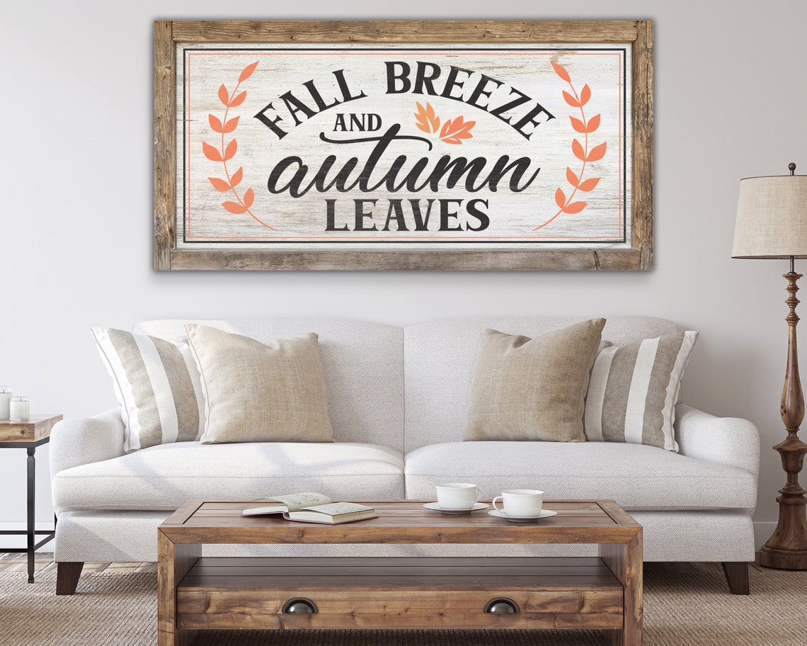 Autumn Fall Leaves Canvas Sign Modern Farmhouse Rustic Wall - Etsy