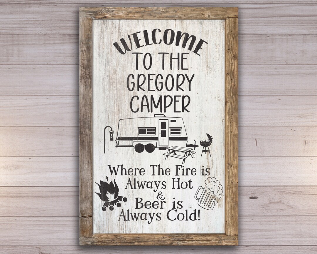 Personalized Family Camping Sign Farmhouse Rustic Wall Decor Canvas ...