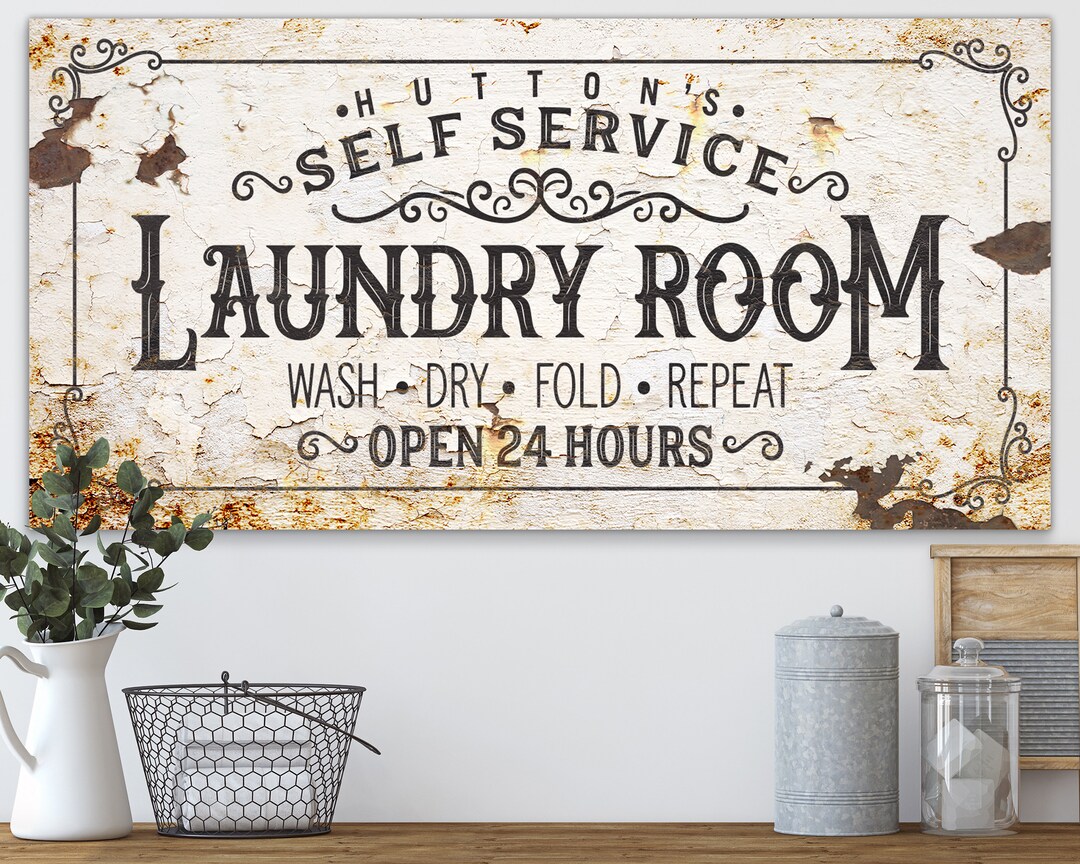 Personalized Family Laundry Room Sign Modern Farmhouse Rustic Wall ...
