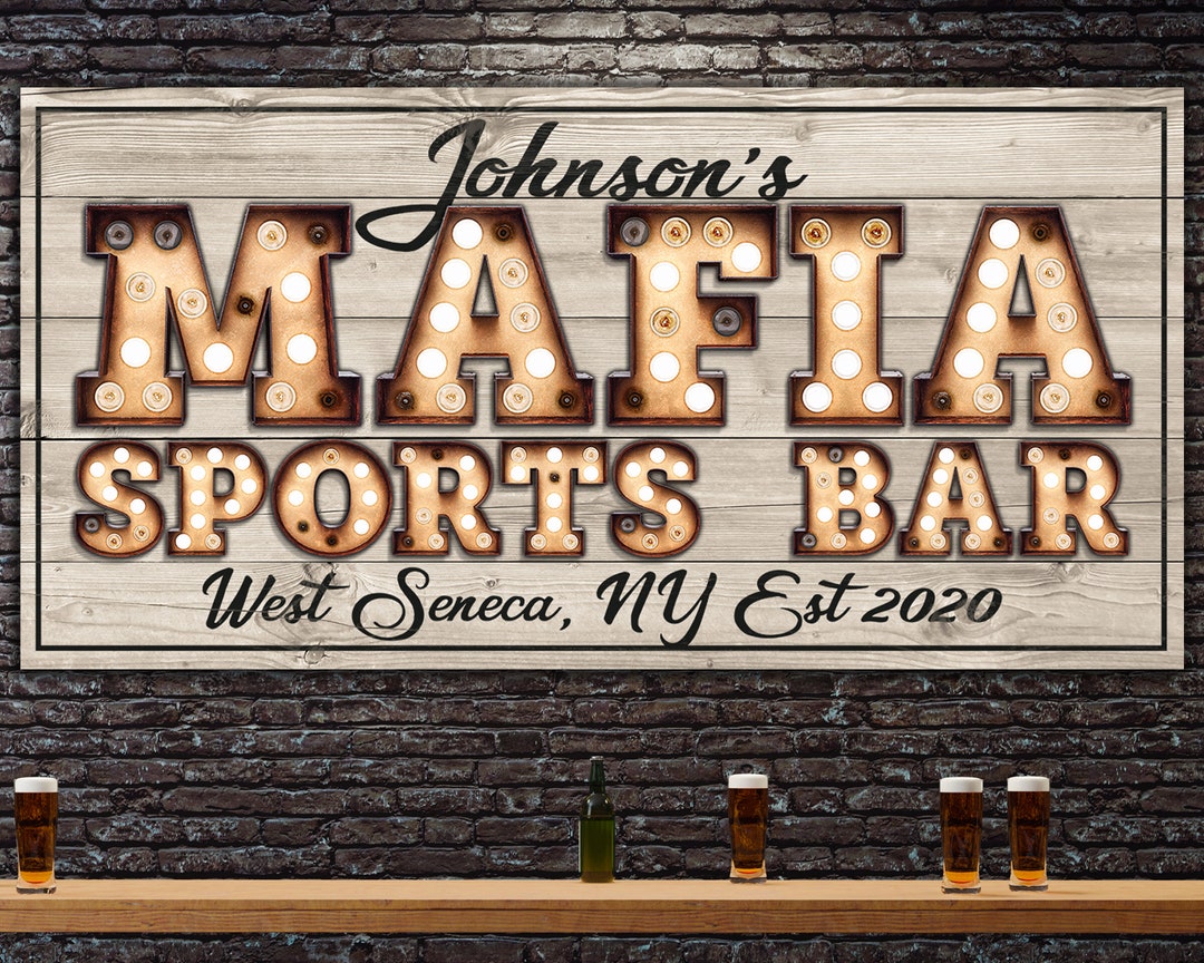 Personalized Mafia Sports Bar Canvas Sign Modern Farmhouse Rustic Wall ...