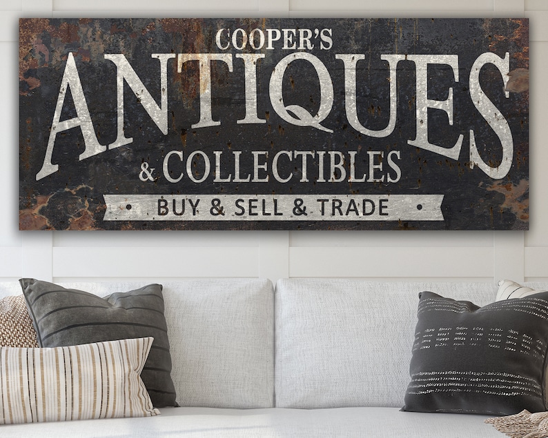 Personalized Antiques Sign Modern Farmhouse Rustic Wall Decor Canvas ...