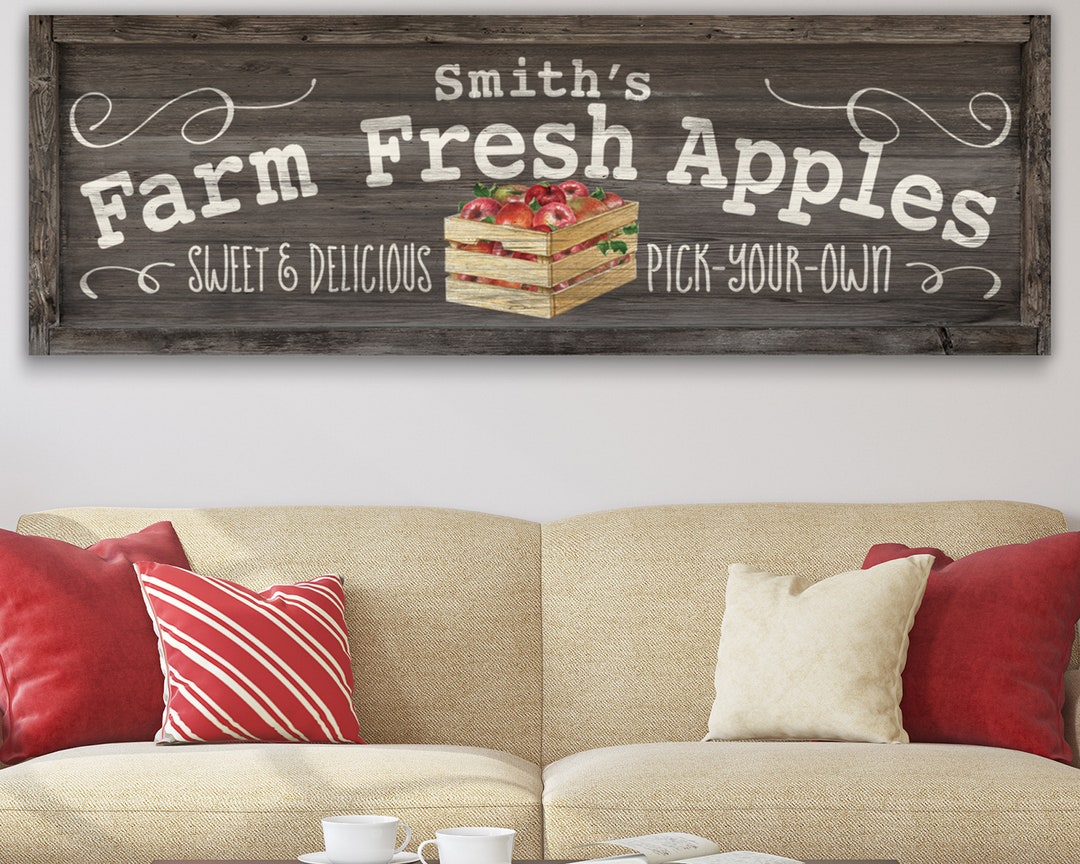 Personalized Autumn Apple Orchard Sign Modern Farmhouse Rustic Wall ...