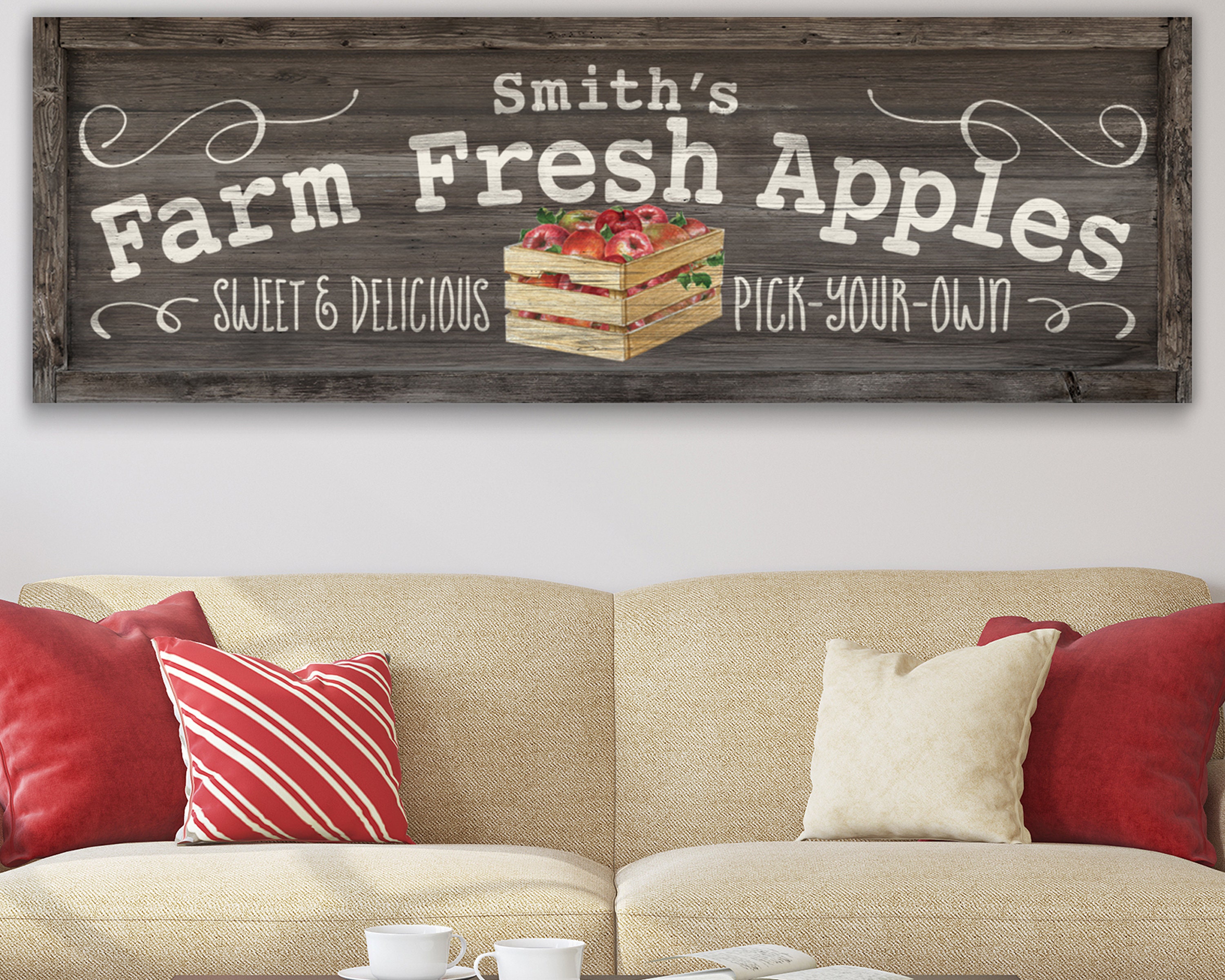Personalized Autumn Apple Orchard Sign Modern Farmhouse Rustic Wall ...