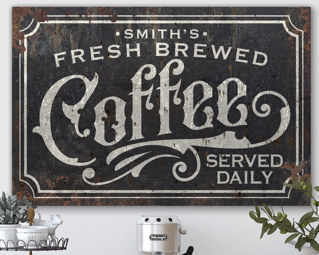 Personalized Family Coffee Farmhouse Rustic Wall Decor Canvas Print ...