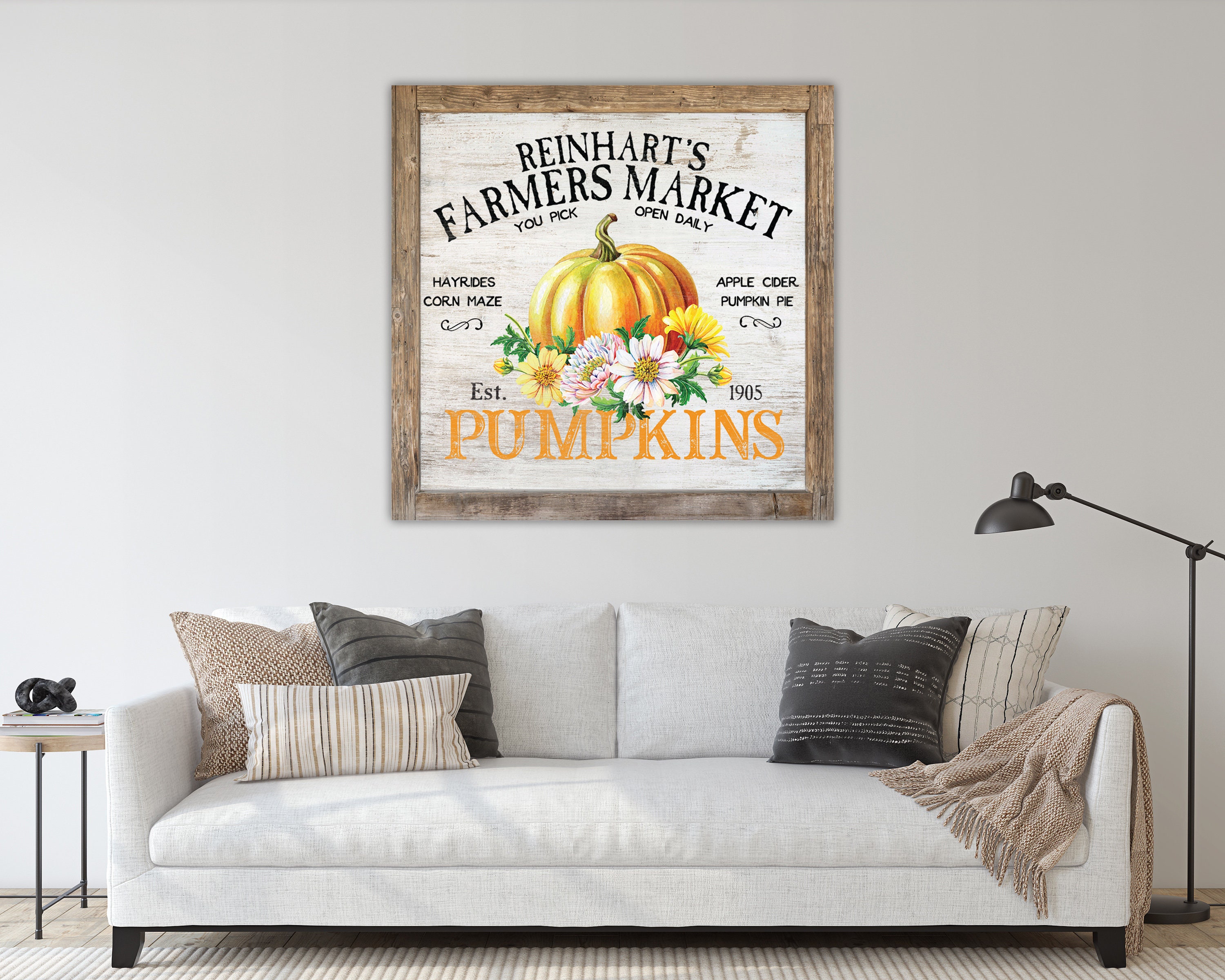Autumn Fall Farmers Market Modern Farmhouse Rustic Wall Decor Canvas ...