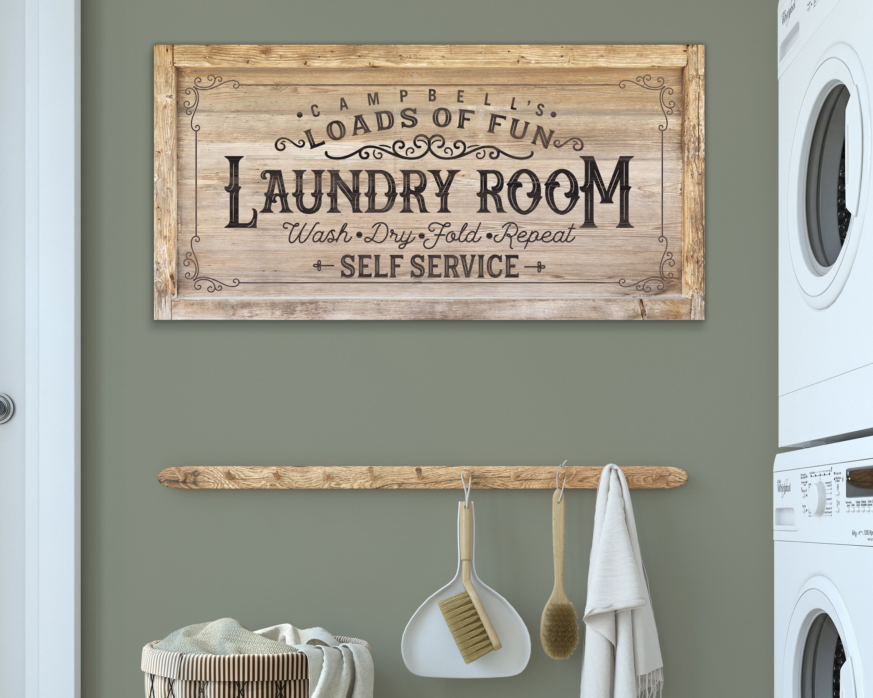Personalized Family Laundry Room Sign Modern Farmhouse Rustic Wall ...