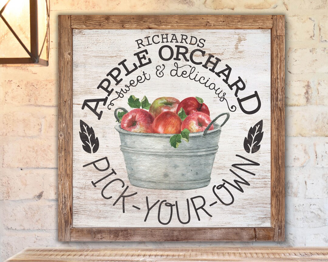 Autumn Fall Apple Picking Sign Modern Farmhouse Rustic Wall Decor ...
