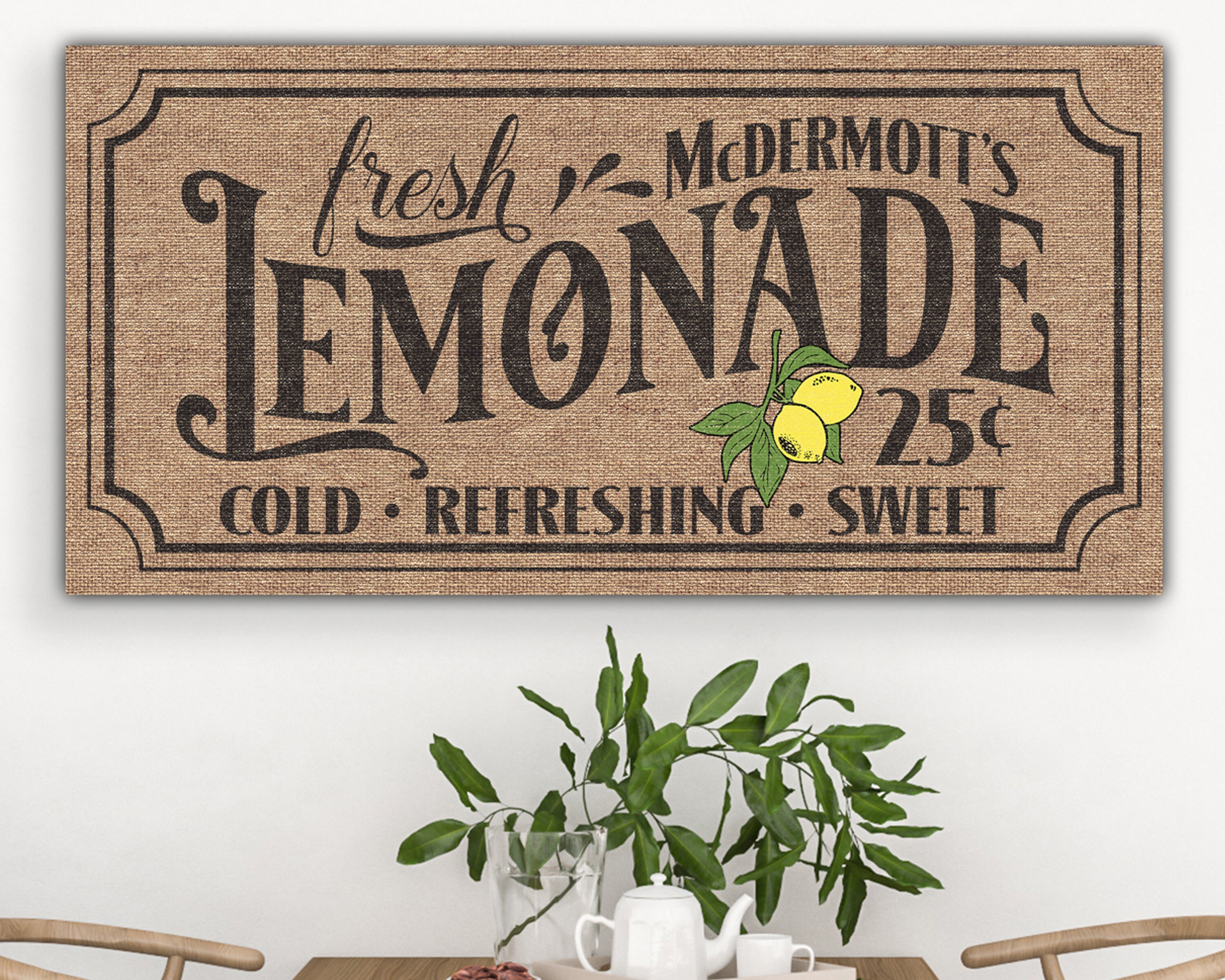 Fresh Lemonade Sign Modern Farmhouse Rustic Wall Decor Canvas - Etsy