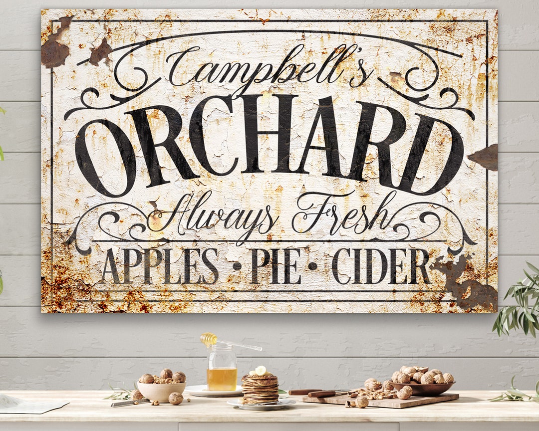 Personalized Autumn Apple Orchard Sign Modern Farmhouse Rustic Wall ...