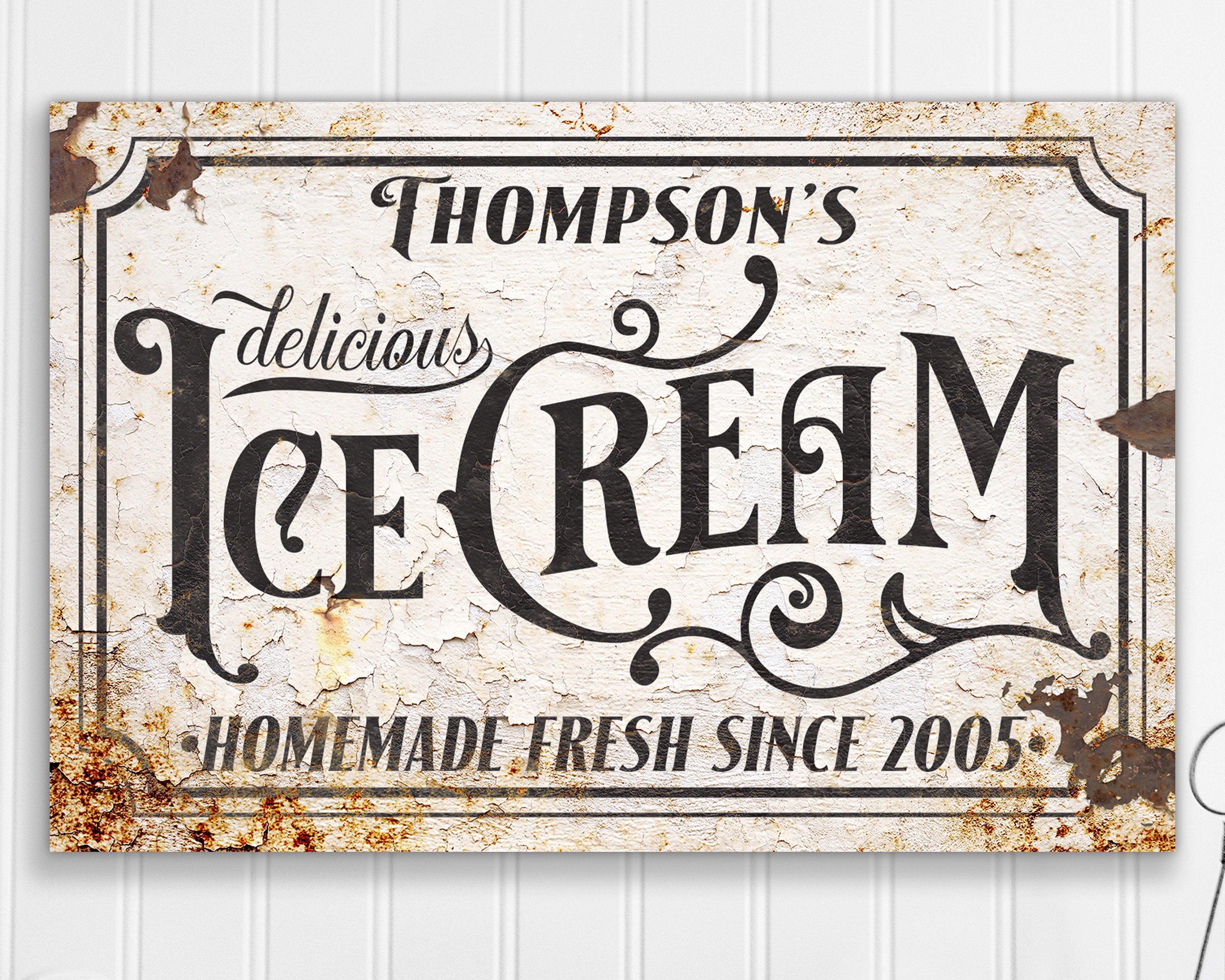 Personalized Ice Cream Sign Modern Farmhouse Rustic Wall Decor Canvas ...