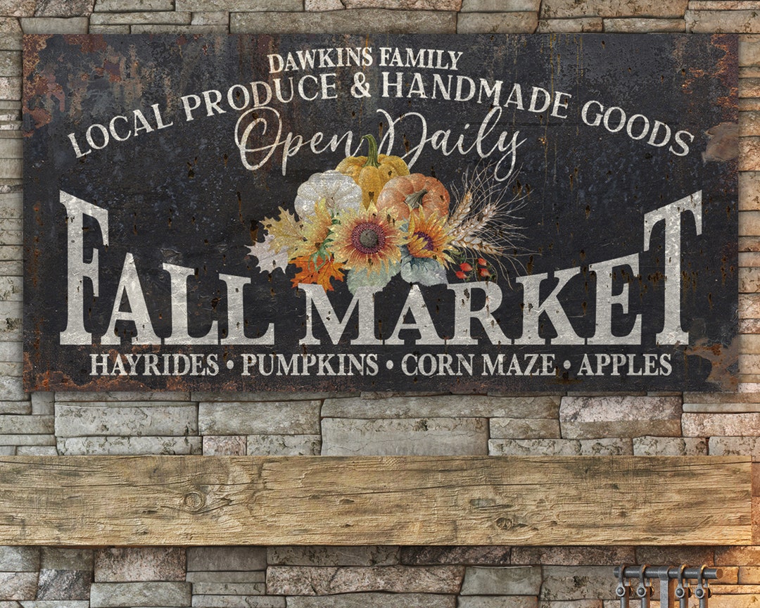 Personalized Family Fall Market Sign Modern Farmhouse Rustic Wall Decor ...