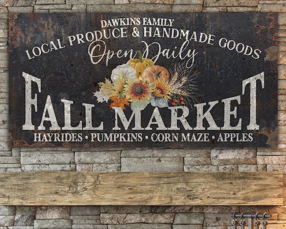 Personalized Family Fall Market Sign Modern Farmhouse Rustic - Etsy