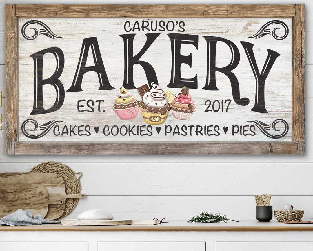 Personalized Family Bakery Canvas Sign Modern Farmhouse Rustic Wall ...