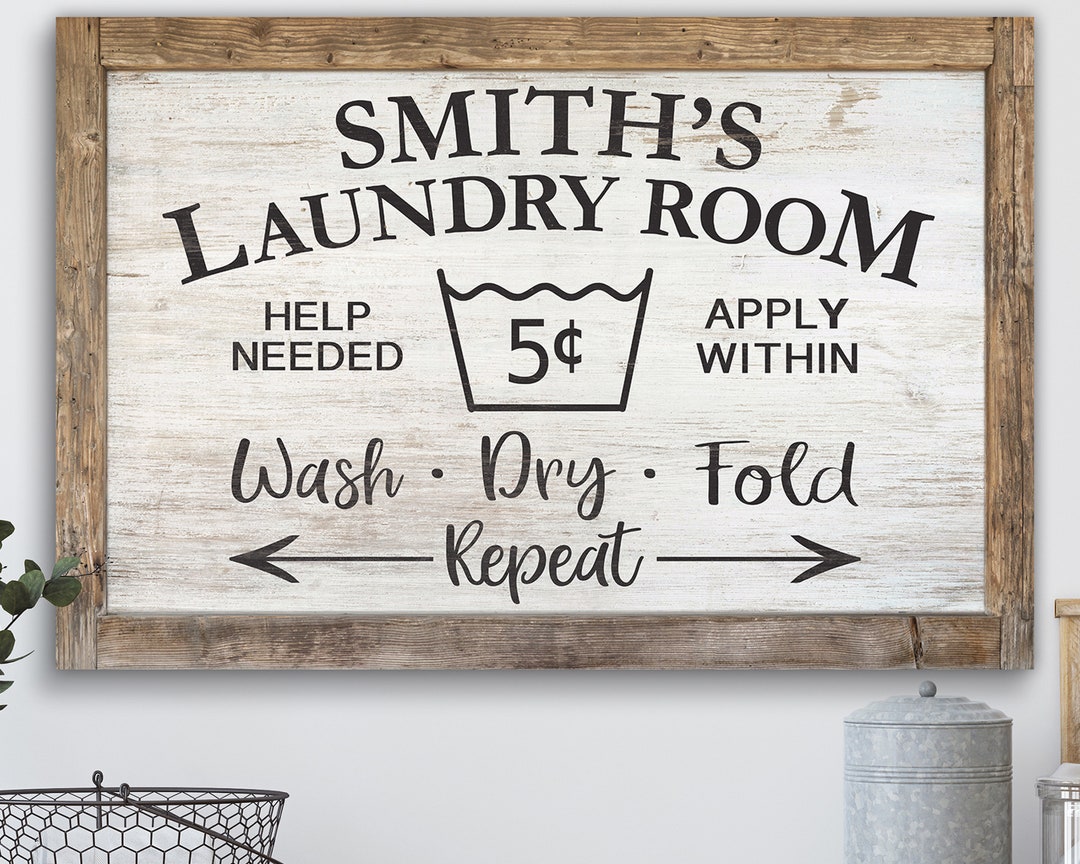 Personalized Family Laundry Room Farmhouse Rustic Wall Decor Canvas ...