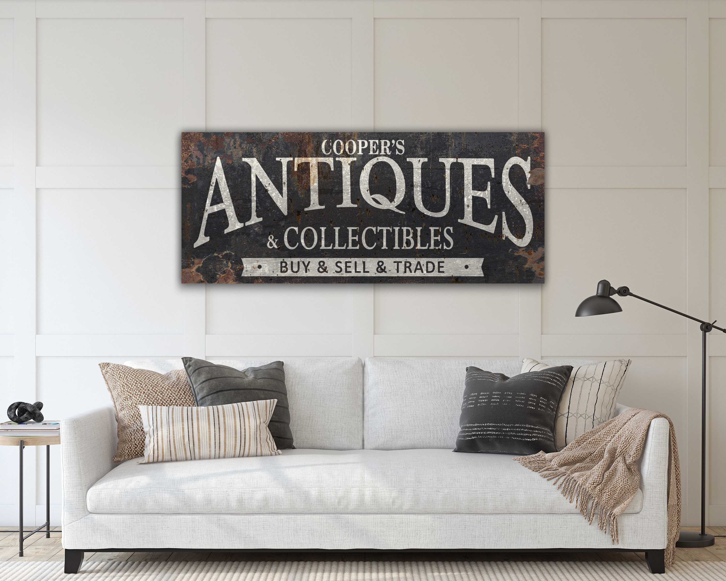 Personalized Antiques Sign Modern Farmhouse Rustic Wall Decor Canvas ...
