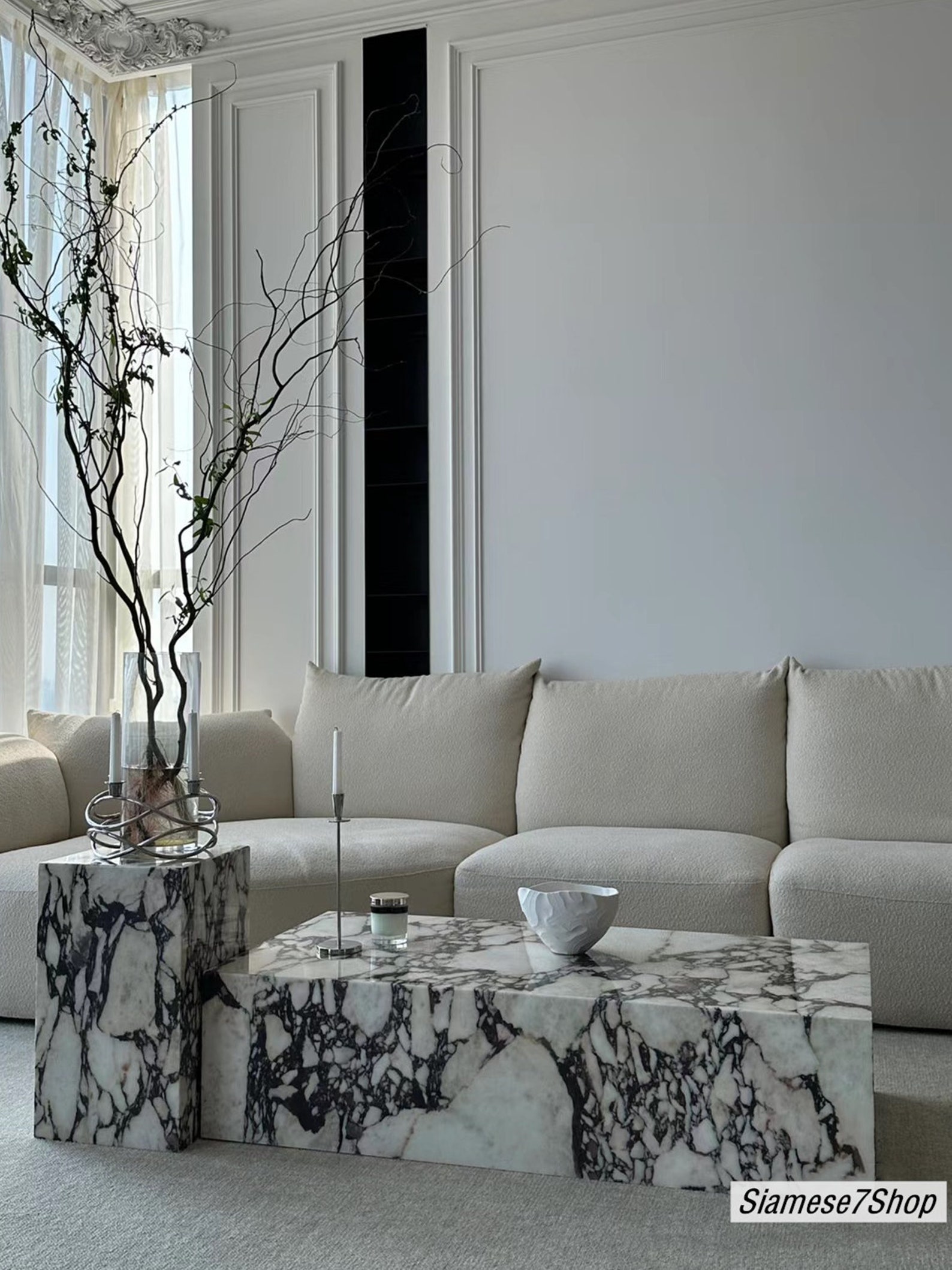Calacatta Viola Marble Coffee Table, Marble Side Table, Natural Stone ...