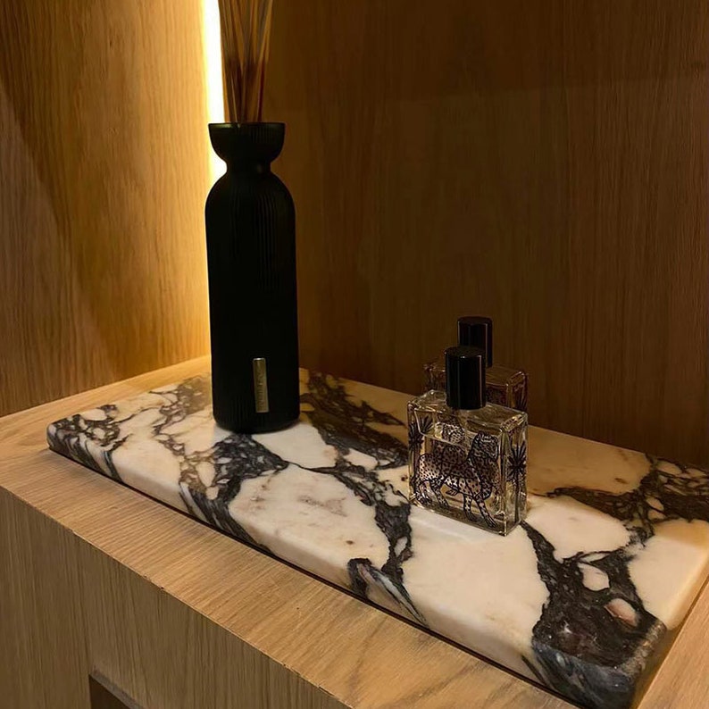 Calacatta Viola Solid Marble Rectangle Tray Natural Marble - Etsy