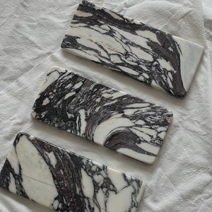 Calacatta Viola Solid Marble Rectangle Tray, Natural Marble Organizer, Catch-all Tray, Elegant ...