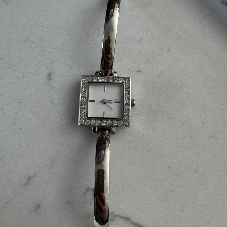 Vintage Avon Square Face Rhinestone Bangle Watch - Etsy