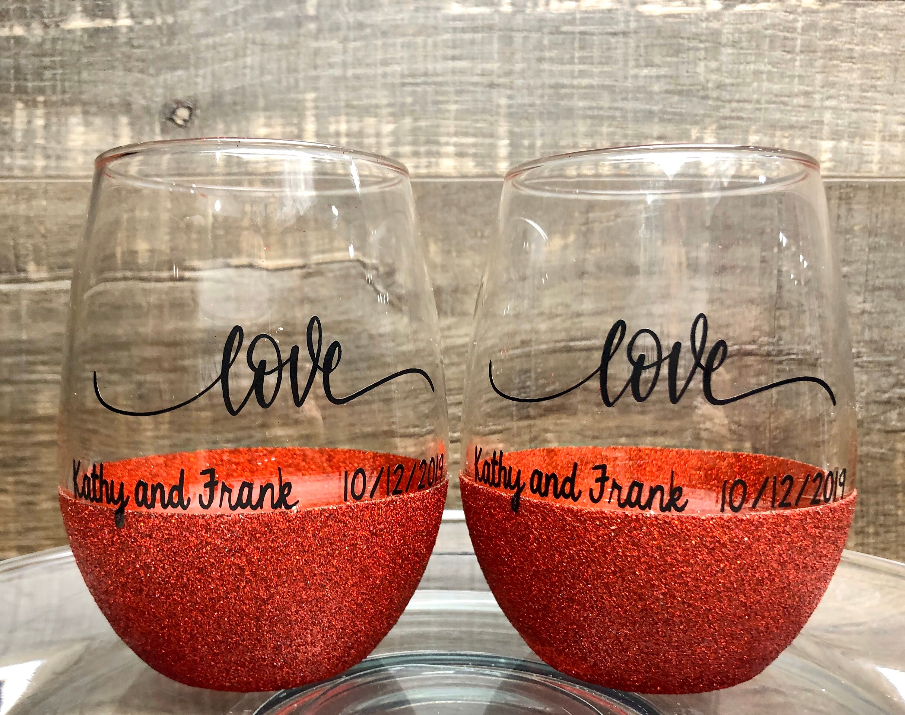 Love Wine Glass Anniversary Wine Glass Anniversary Gift | Etsy