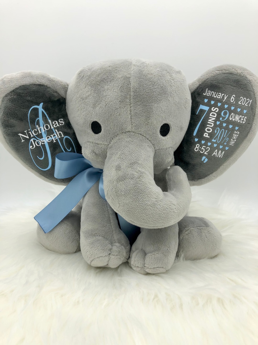 Birth Announcement Elephant, Birth Stat Elephant, Baby Keepsake, New ...