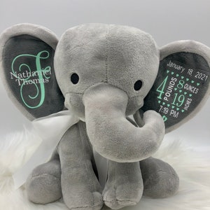 Birth Announcement Elephant, Birth Stat Elephant, Baby Keepsake, New ...