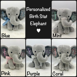 Birth Announcement Elephant, Birth Stat Elephant, Baby Keepsake, New ...
