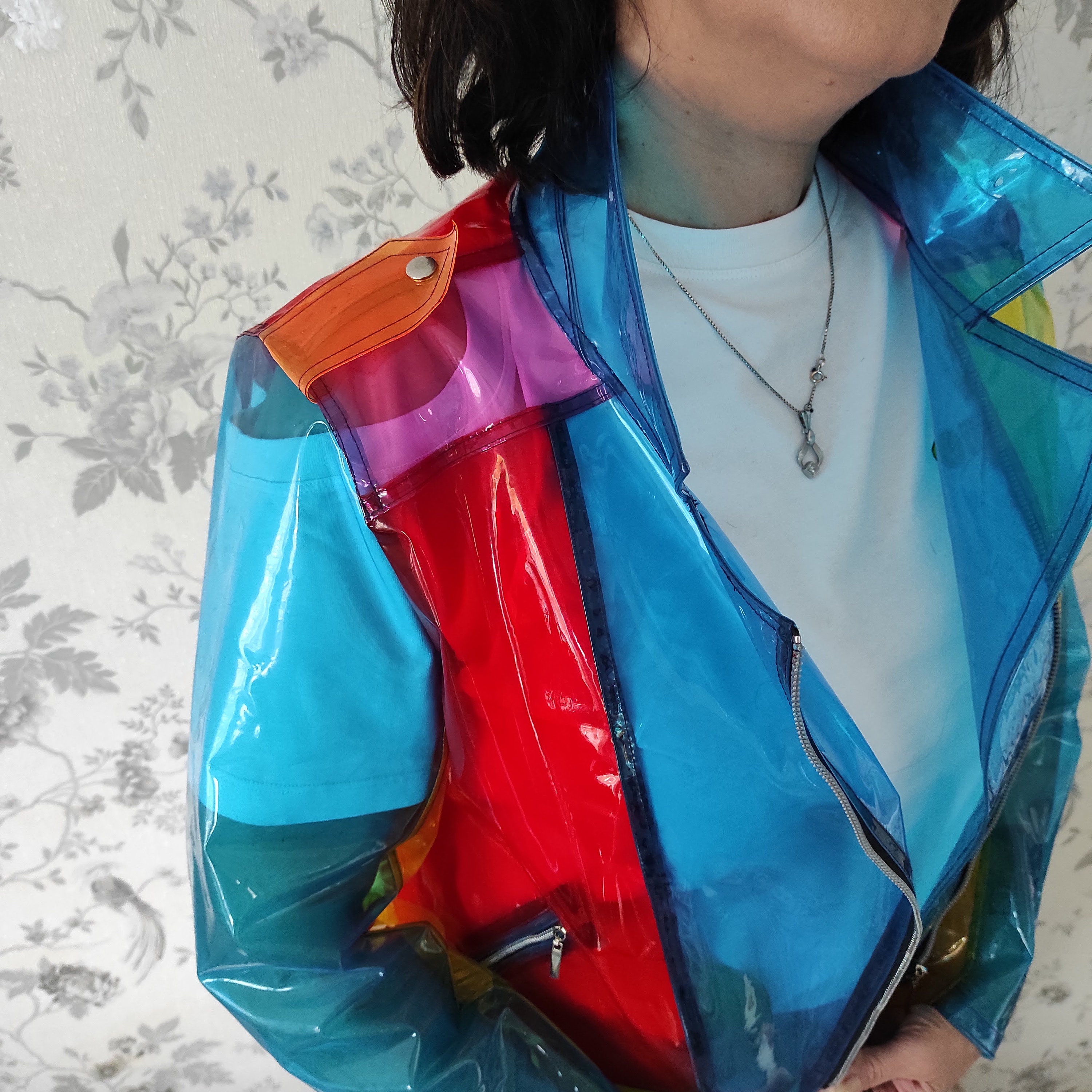 Vinyl Jacket. Multicolor PVC Transparent Clubbing Outfit. - Etsy
