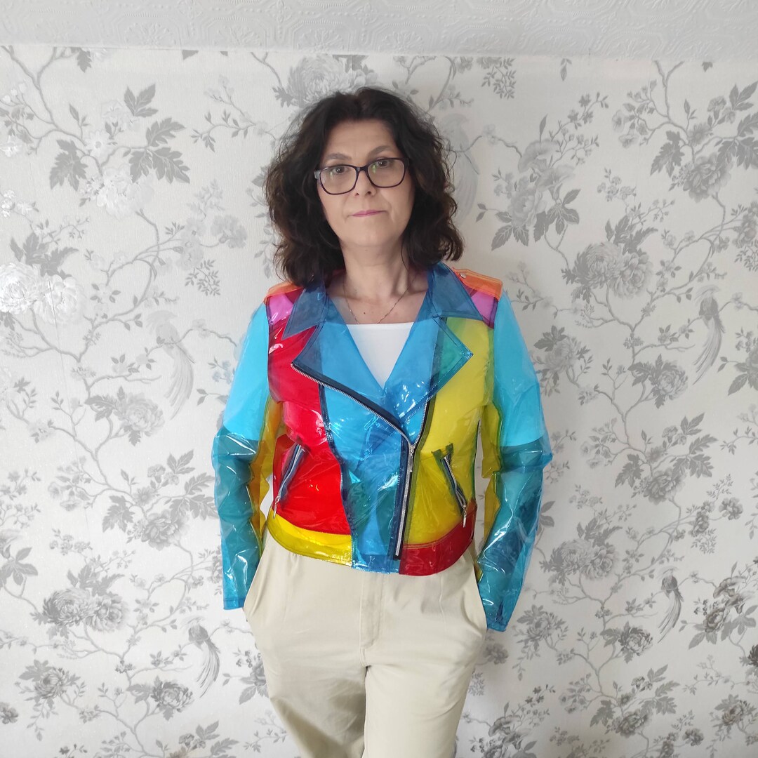 Vinyl Jacket. Multicolor PVC Transparent Clubbing Outfit. - Etsy