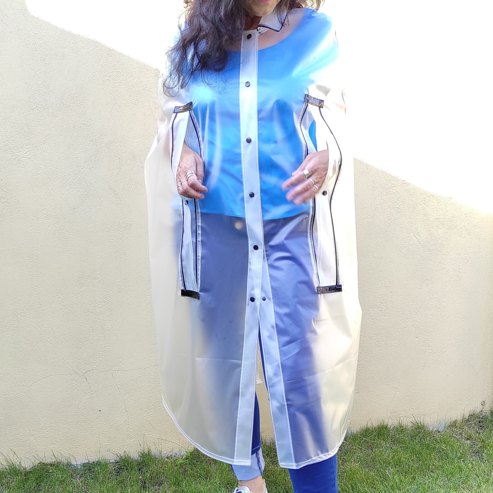 Vinyl Shoulder Cape. PVC Semi-transparent Poncho Raincoat for Women. - Etsy